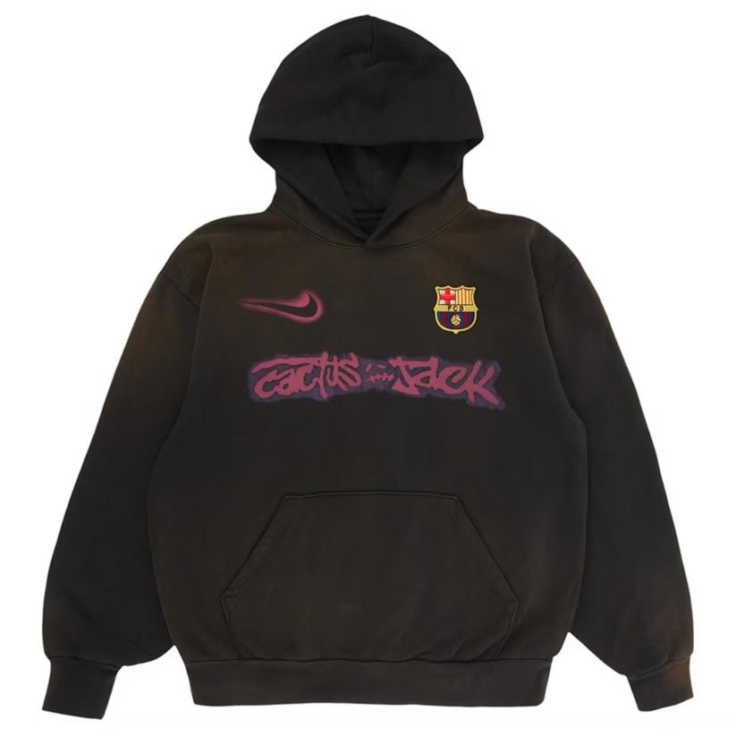 Travis Scott x Nike x FC Barcelona Spray Logo Hoodie Black – The Hype